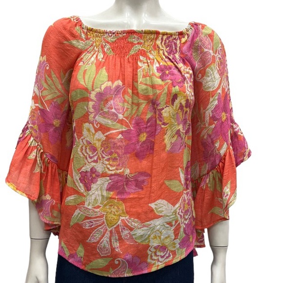 Unique Spectrum | Tops | Unique Spectrum Coral Pink Yellow Green 34 ...